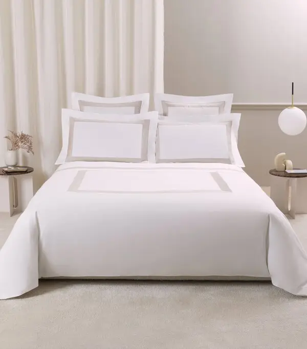 Frette Cotton Breeze Border King Duvet Cover - Grey