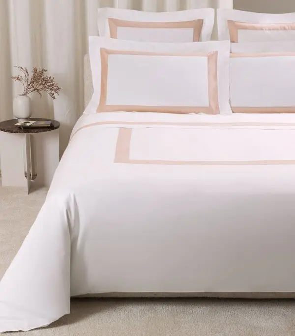 Frette Cotton Breeze Border Queen Duvet Cover - Pink