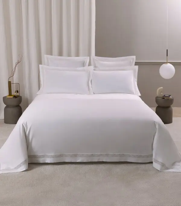 Frette Cotton Balance Lace King Flat Sheet Set - Ivory