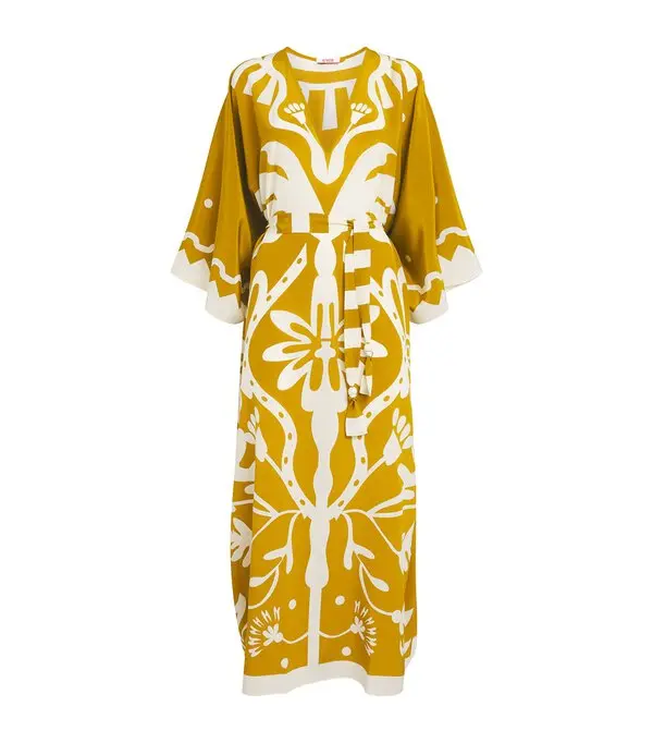 ERES Silk Printed Holi Kaftan - Yellow