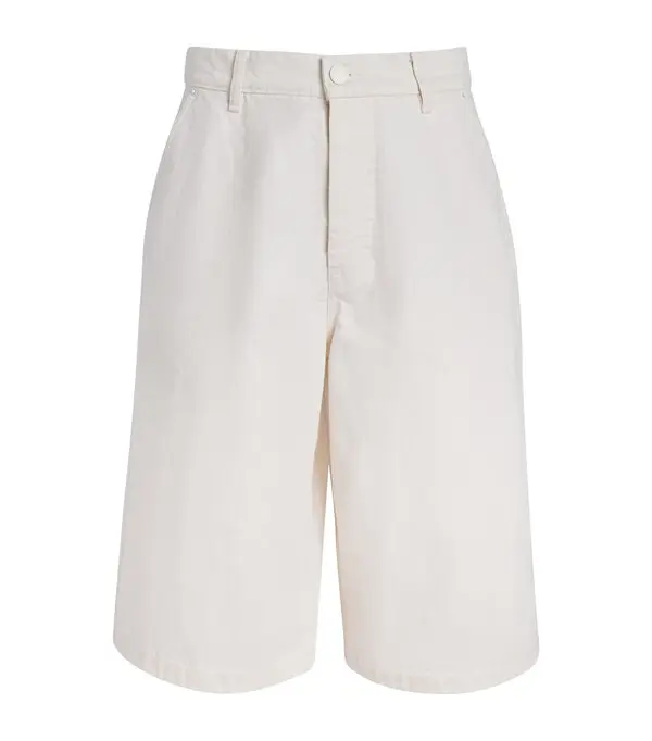 Ami Cotton Oversized Bermuda Shorts - White