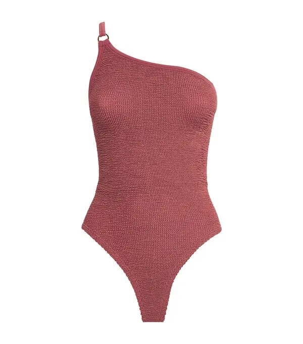 Hunza G One-shoulder Crinkle Swimsuit - Red