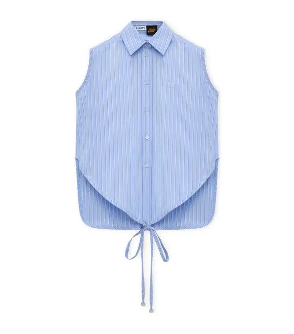 Loewe X Paula's Ibiza Cotton-blend Stripe Sleeveless Shirt - Blue