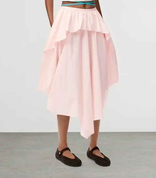 Loewe X Paula's Ibiza Cotton Draped Midi Skirt - Pink