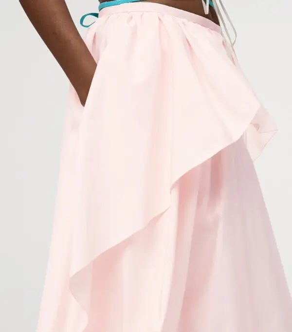 Loewe X Paula's Ibiza Cotton Draped Midi Skirt - Pink