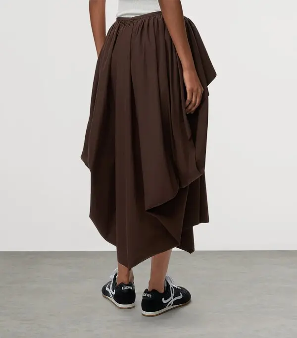 Loewe X Paula's Ibiza Cotton Draped Midi Skirt - Brown
