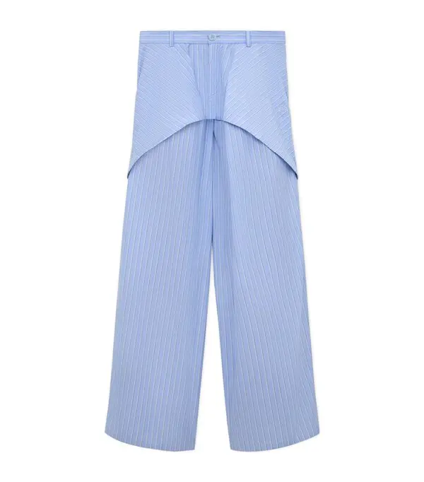 Loewe X Paula's Ibiza Cotton Panelled Stripe Trousers - Blue