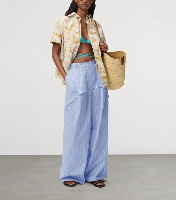 Loewe X Paula's Ibiza Striped Paneled Trousers - Blue