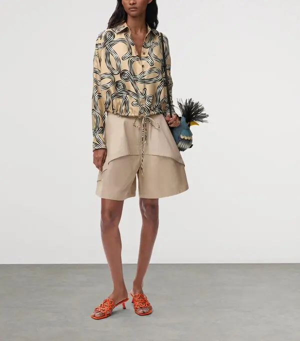 Loewe X Paula's Ibiza Panelled Cotton Shorts - Beige