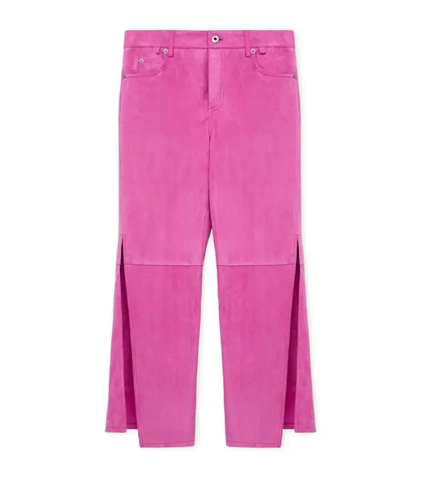 Loewe X Paula's Ibiza Suede Split-leg Flared Trousers - Pink