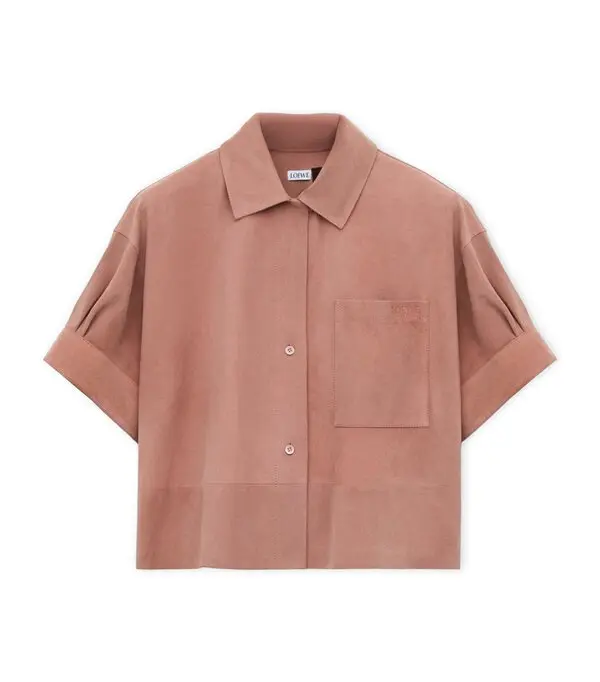 Loewe X Paula's Ibiza Suede Short-sleeve Shirt - Pink