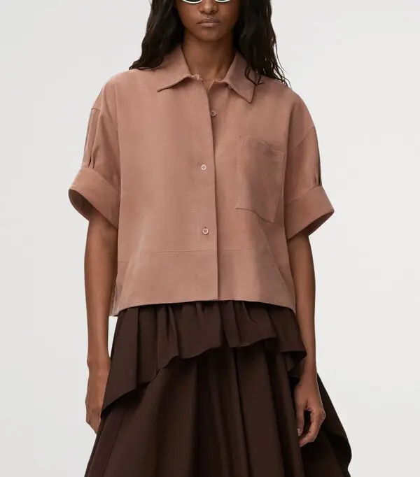 Loewe X Paula's Ibiza Suede Short-sleeve Shirt - Pink
