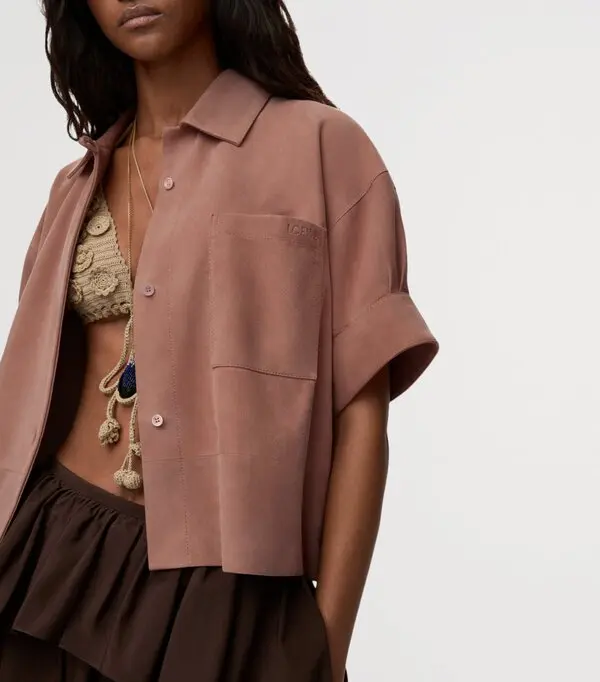 Loewe X Paula's Ibiza Suede Short-sleeve Shirt - Pink