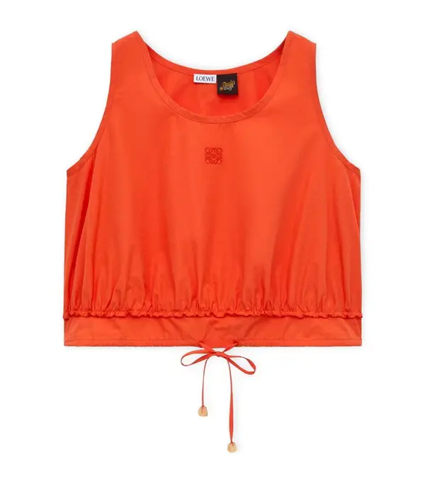 Loewe X Paula's Ibiza Cotton-blend Sleeveless Crop Top - Orange
