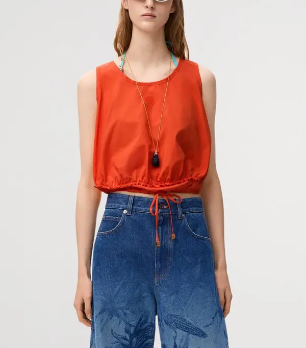 Loewe X Paula's Ibiza Cotton-blend Sleeveless Crop Top - Orange