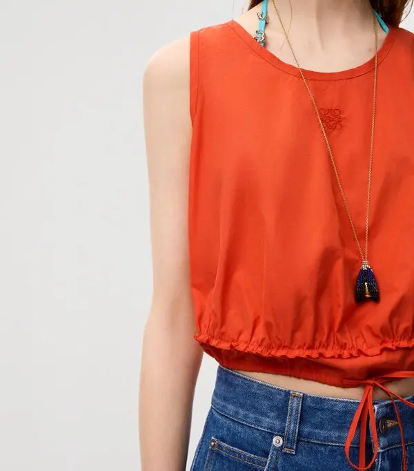 Loewe X Paula's Ibiza Cotton-blend Sleeveless Crop Top - Orange