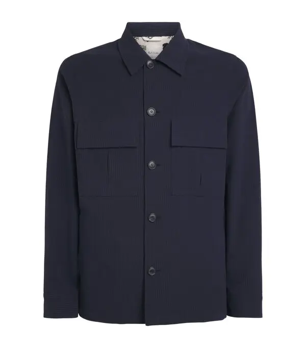 Paul Smith Seersucker Twin-pocket Overshirt - Blue