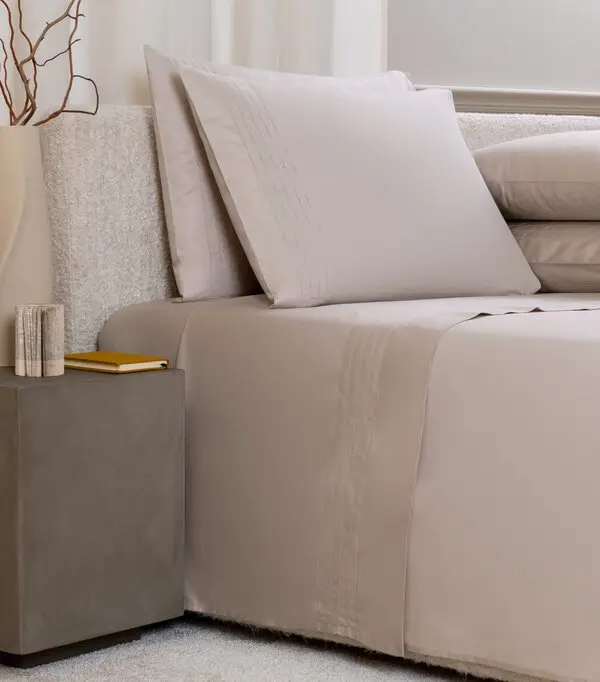 Frette Cotton Lush Ajour King Flat Sheet Set - Grey