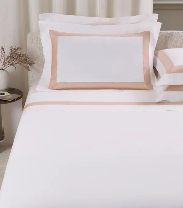 Frette Cotton Breeze Border Double Sheet Set - Pink