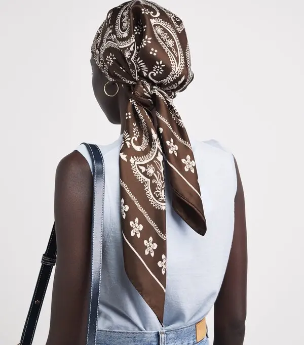 Sandro Silk Printed Bandana - Brown
