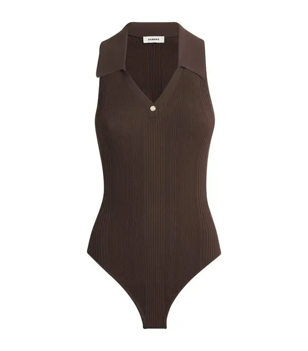 Sandro Knitted Polo Bodysuit - Brown