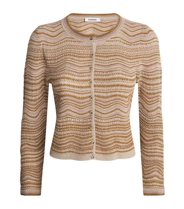 Sandro Knitted Stripe Cardigan - Brown