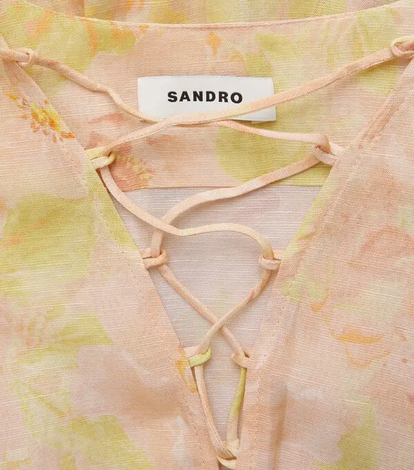 Sandro Floral Print Mini Dress - Pink