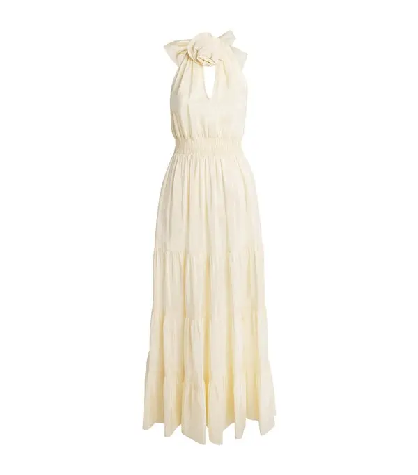 Sandro Linen-blend Tiered Maxi Dress - Beige