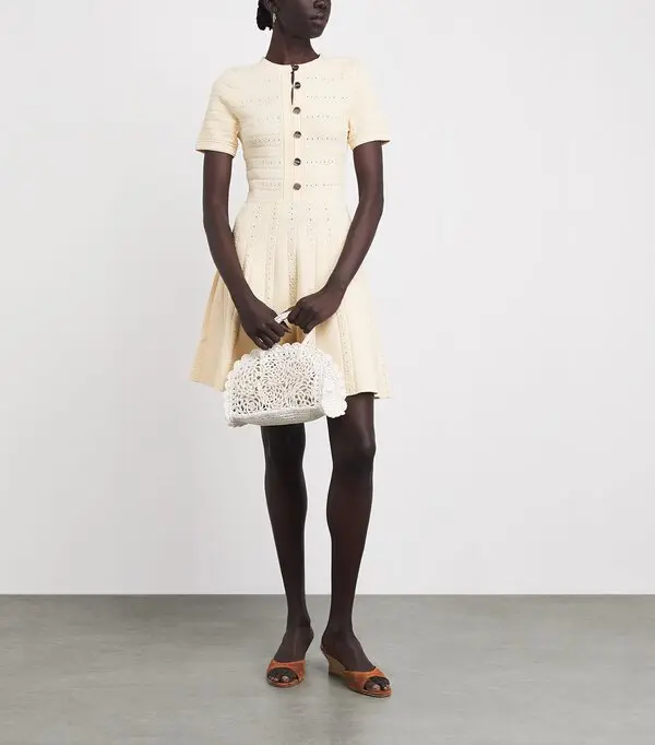 Sandro Knitted Button-up Mini Dress - Beige