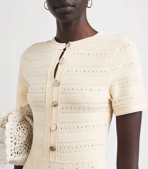 Sandro Knitted Button-up Mini Dress - Beige