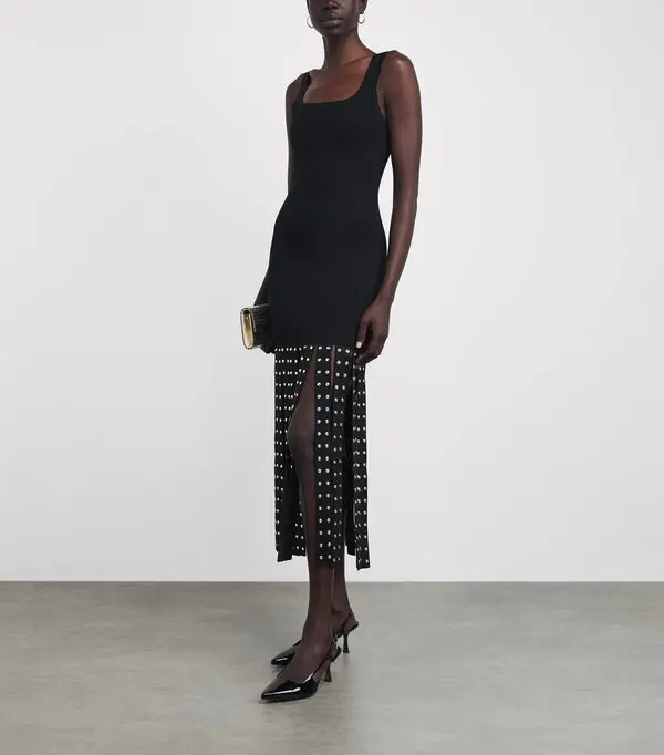 Sandro Knitted Fringe Midi Dress