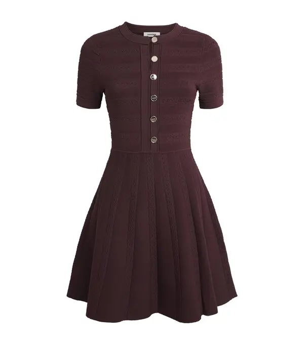 Sandro Knitted Button-up Mini Dress - Brown