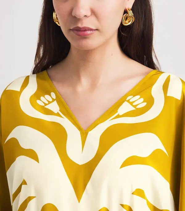 ERES Silk Printed Holi Kaftan - Yellow