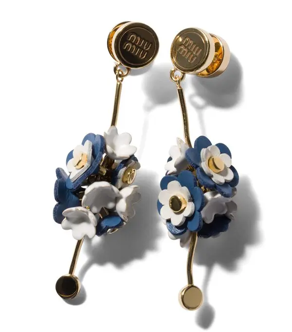 Miu Miu Flower Drop Earrings - Blue