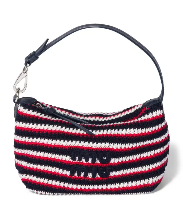 Miu Miu Crochet And Leather Logo Pouch