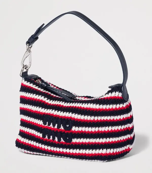 Miu Miu Crochet And Leather Logo Pouch