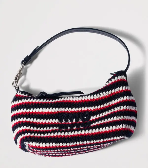 Miu Miu Crochet And Leather Logo Pouch