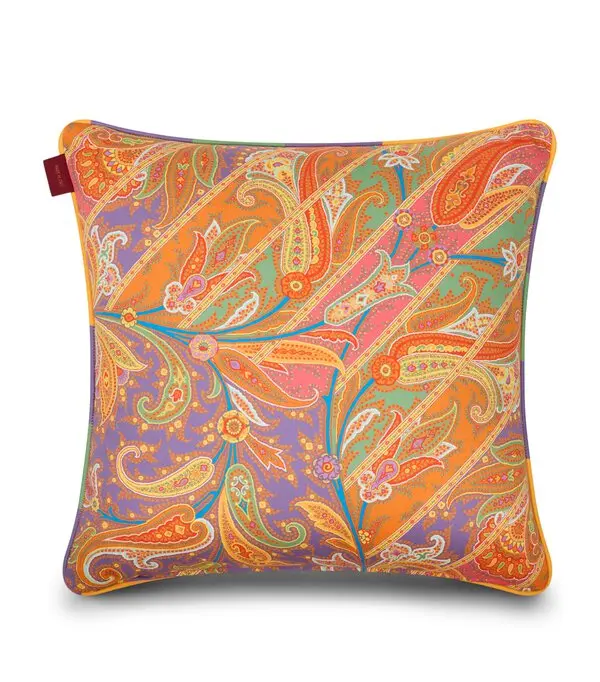 Etro Cotton Satin Yaara Cushion - Orange