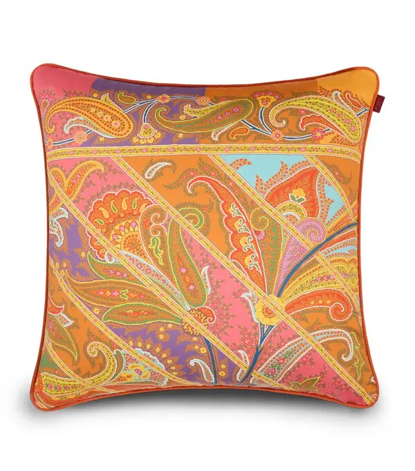 Etro Cotton Satin Yaara Cushion - Orange