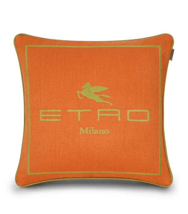 Etro Linen Embroidered Emila Cushion - Orange