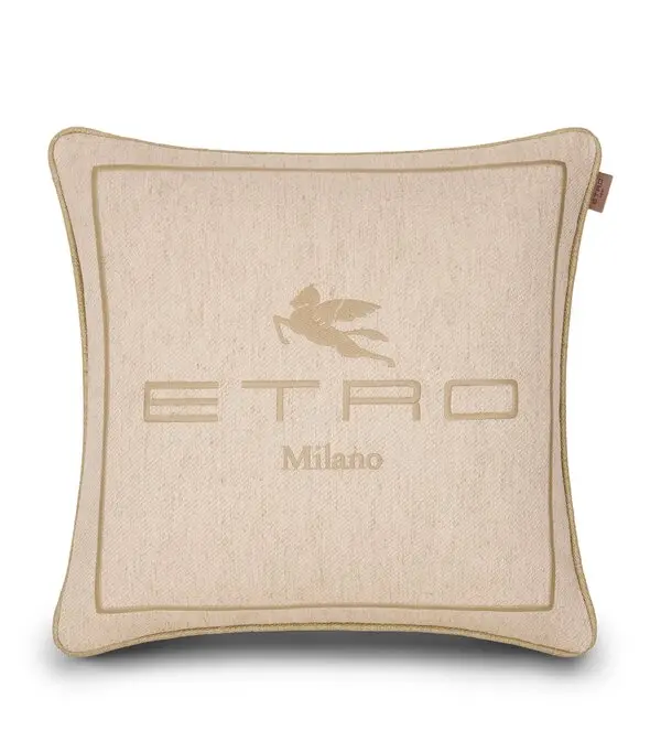 Etro Linen Embroidered Emilia Cushion - Yellow