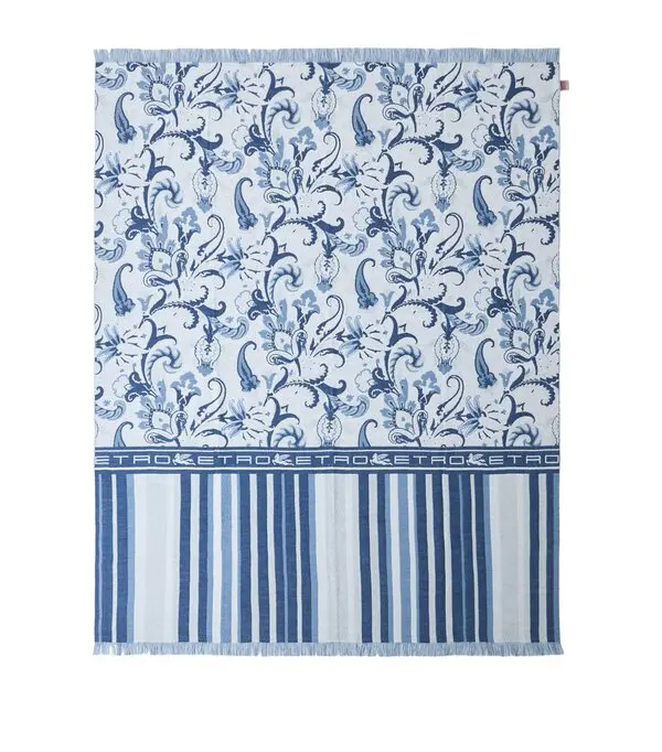 Etro Wool-cotton Jacquard Farley Throw - Blue