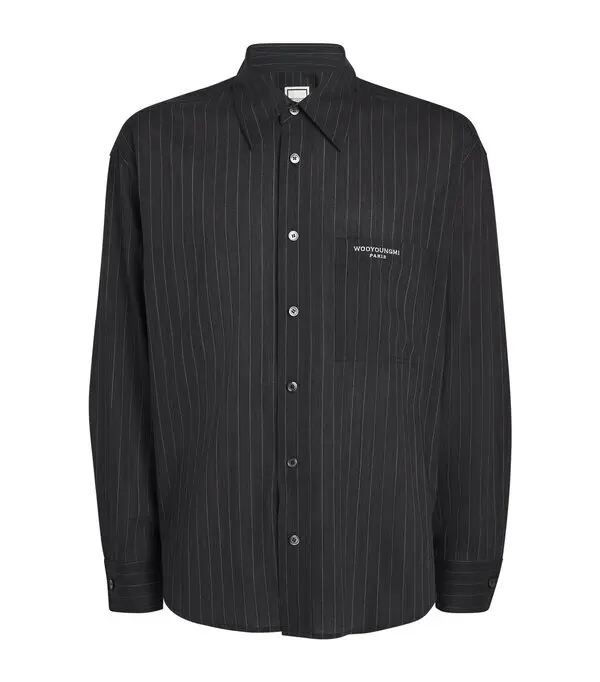 WOOYOUNGMI Wool-blend Pinstripe Shirt - Grey