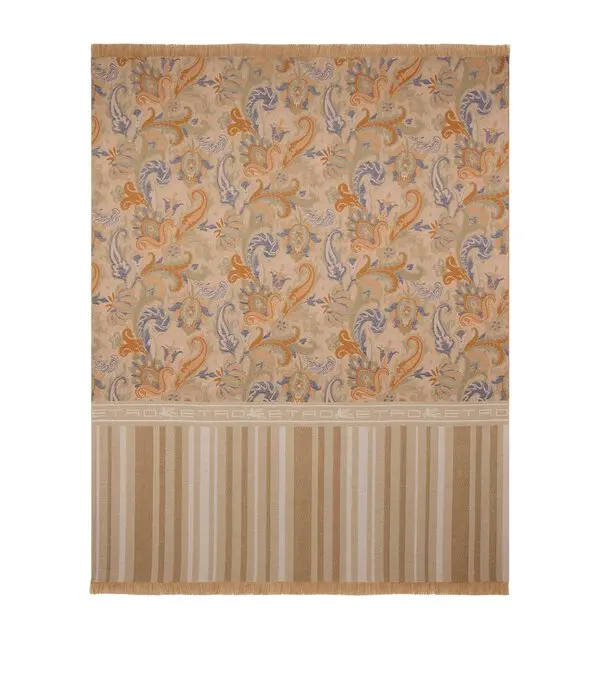 Etro Wool-cotton Jacquard Farley Throw - Beige
