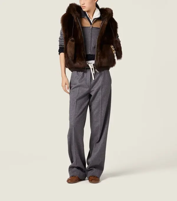 Miu Miu Shearling Hooded Gilet - Brown