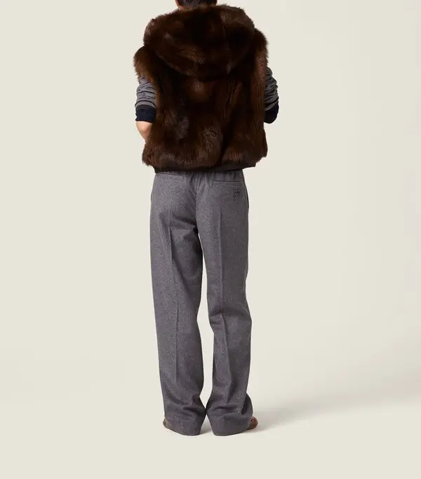 Miu Miu Shearling Hooded Gilet - Brown