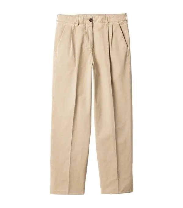 Miu Miu Cotton Gabardine Pleated Trousers