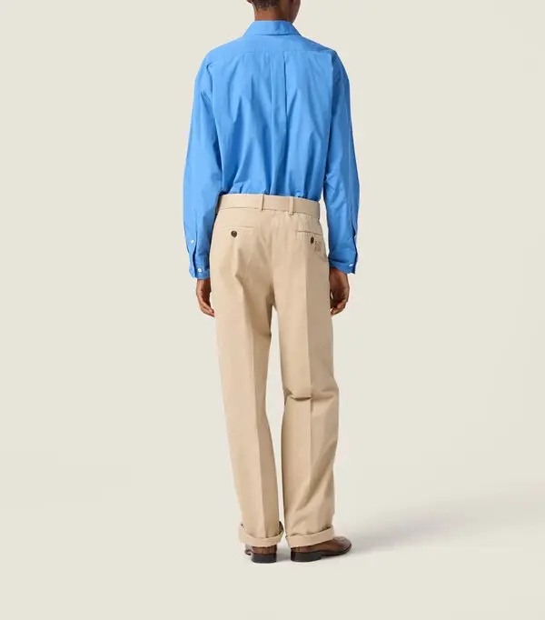 Miu Miu Cotton Gabardine Pleated Trousers