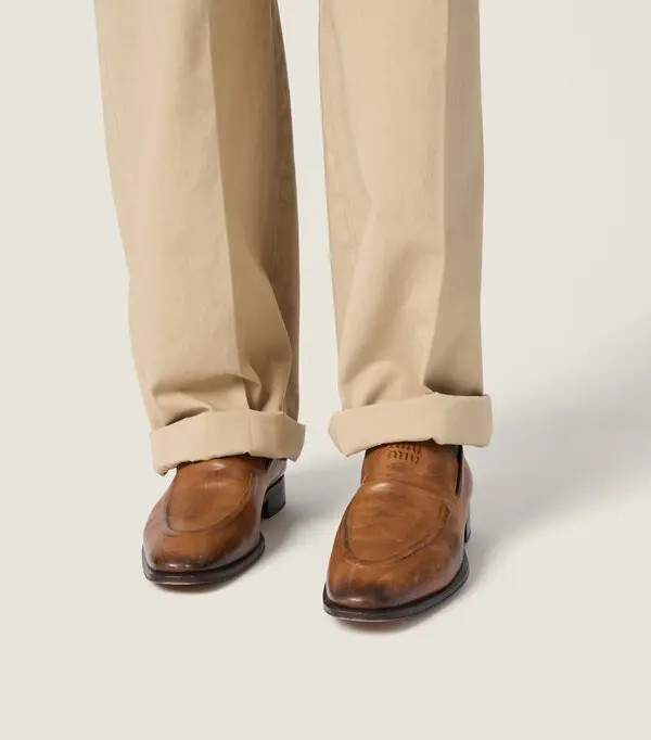 Miu Miu Cotton Gabardine Pleated Trousers
