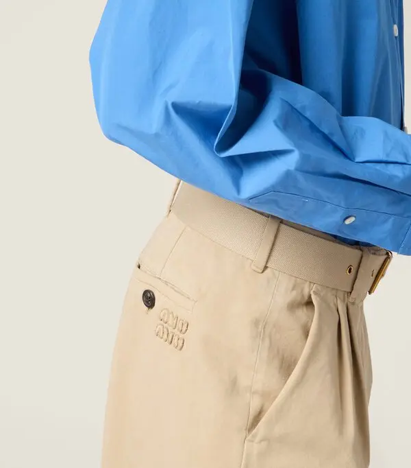 Miu Miu Cotton Gabardine Pleated Trousers